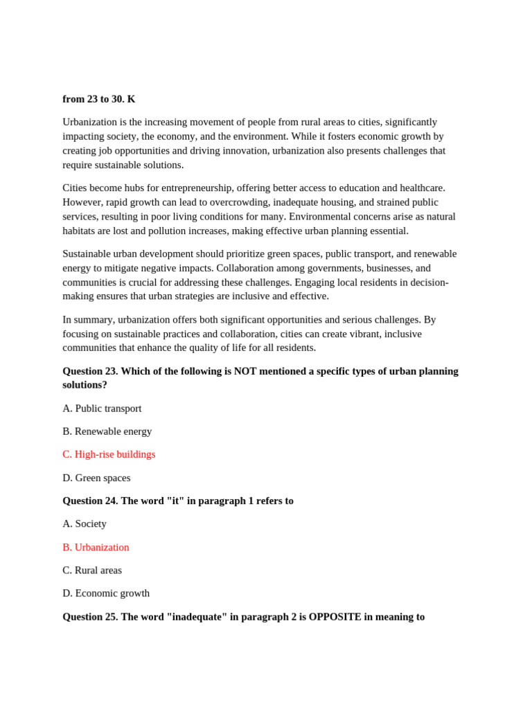 Read The Following Passage About Challenges and Opportunities and Mark ...