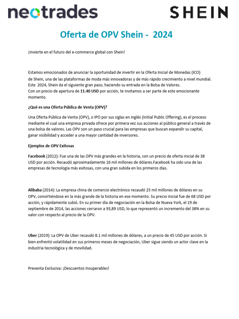 Invierte en la ICO de Shein 2024 | PDF | Compartir (Finanzas) | Oferta ...