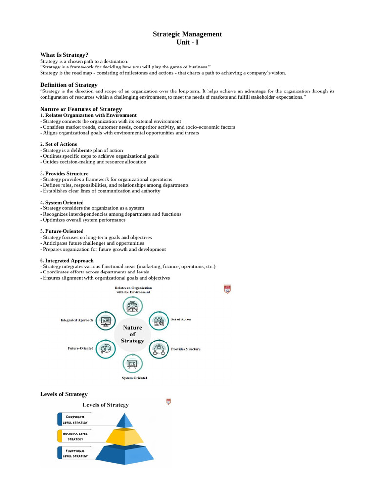 SM Unit-I | PDF | Strategic Management | Goal