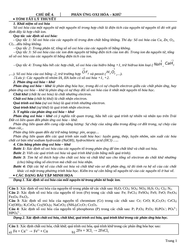 CHỦ ĐỀ 4 PHẢN ỨNG OXH KHỬ | PDF