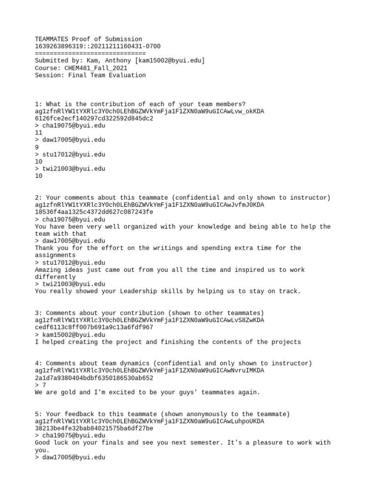 TEAMMATES Proof of Submission - 1639263896319 | PDF