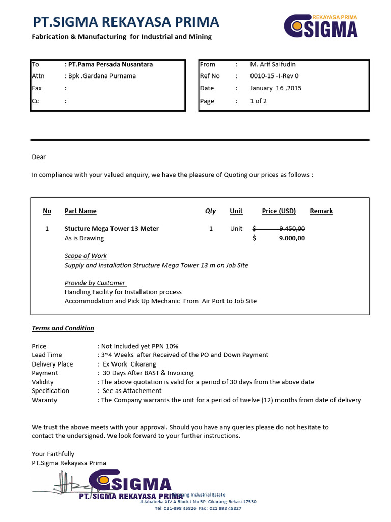 0010-15-I-R0 PT PAMA Mega Tower 13m | PDF