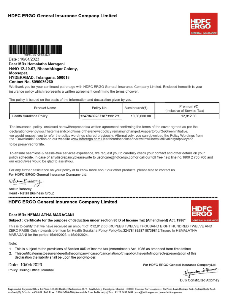 Wife-80d | PDF | Insurance | Financial Services