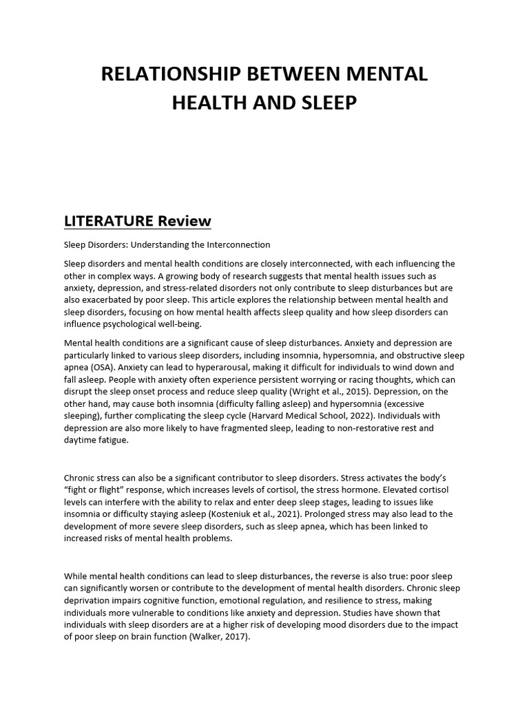 Mental Health and Sleep Disorders Link | PDF | Sleep Disorder | Sleep