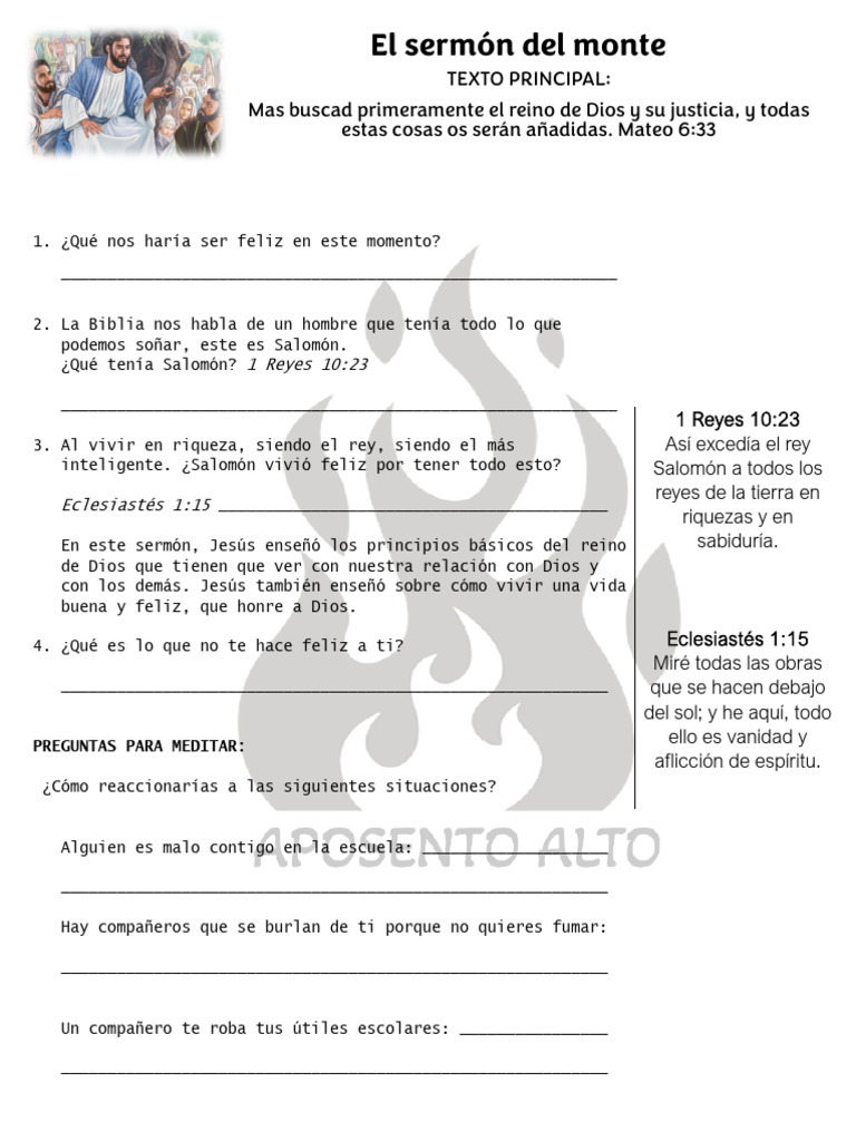 Bienaventuranzas para Niños: Enseñanzas Clave | PDF | Sermón de la ...