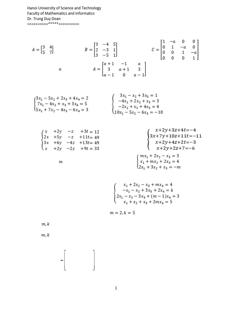 Exercises _ Optional | PDF | Matrix (Mathematics) | System Of Linear ...