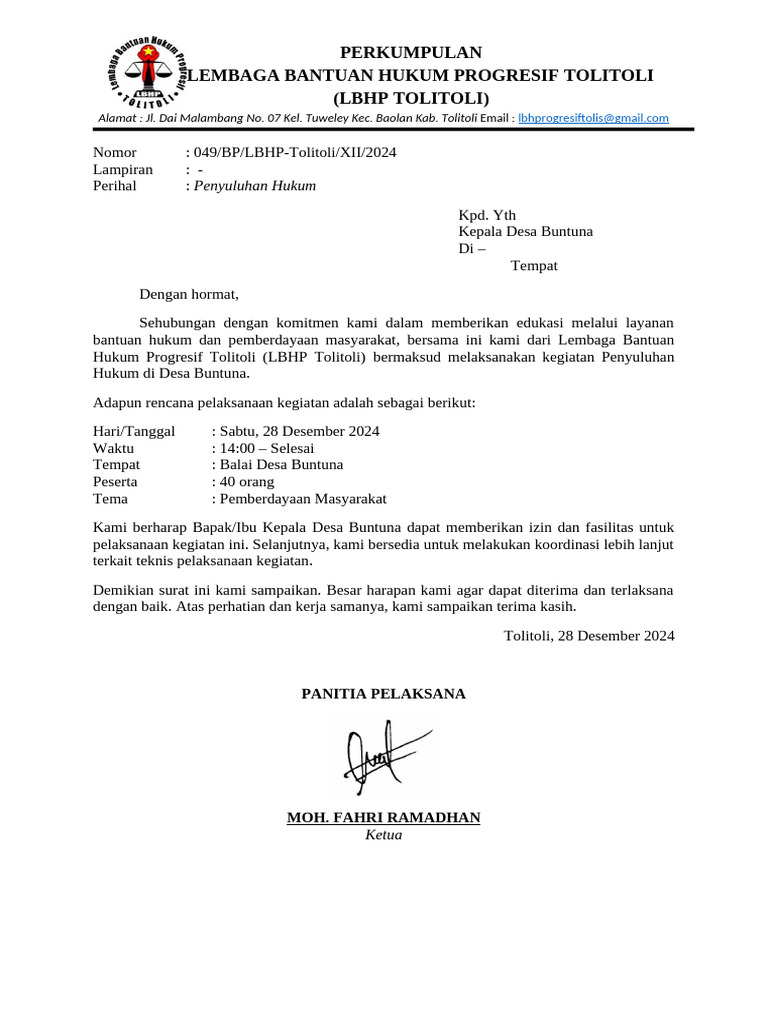 Surat - Desa Buntuna) | PDF