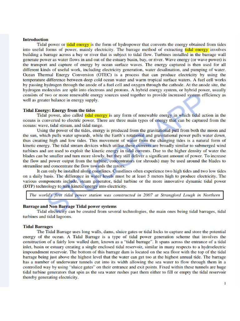 Tidal Energy | PDF