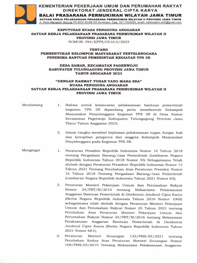 4a. SK Kpa Pembentukan KMP Tps 3r | PDF