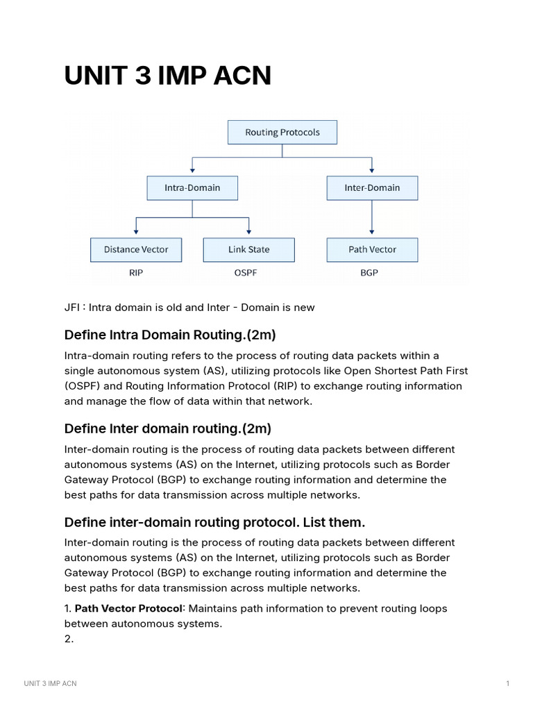 UNIT 1 2 and 3 Advance Computer Network | PDF | Routing | Computer Networking