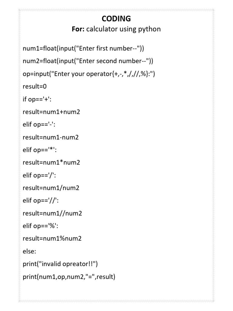 Coding: Calculator Using Python | PDF