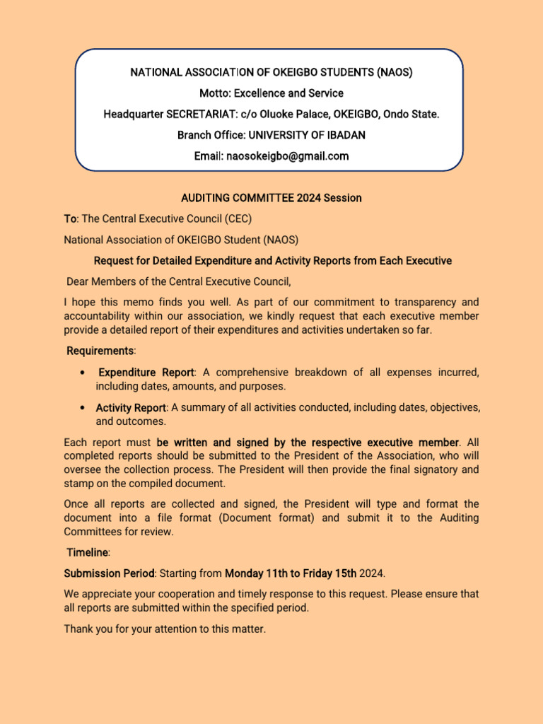 Official Request From The 2024 Audit Committe To The Cec 2024 | PDF