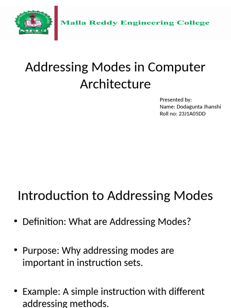 Addressing Modes Presentation | PDF