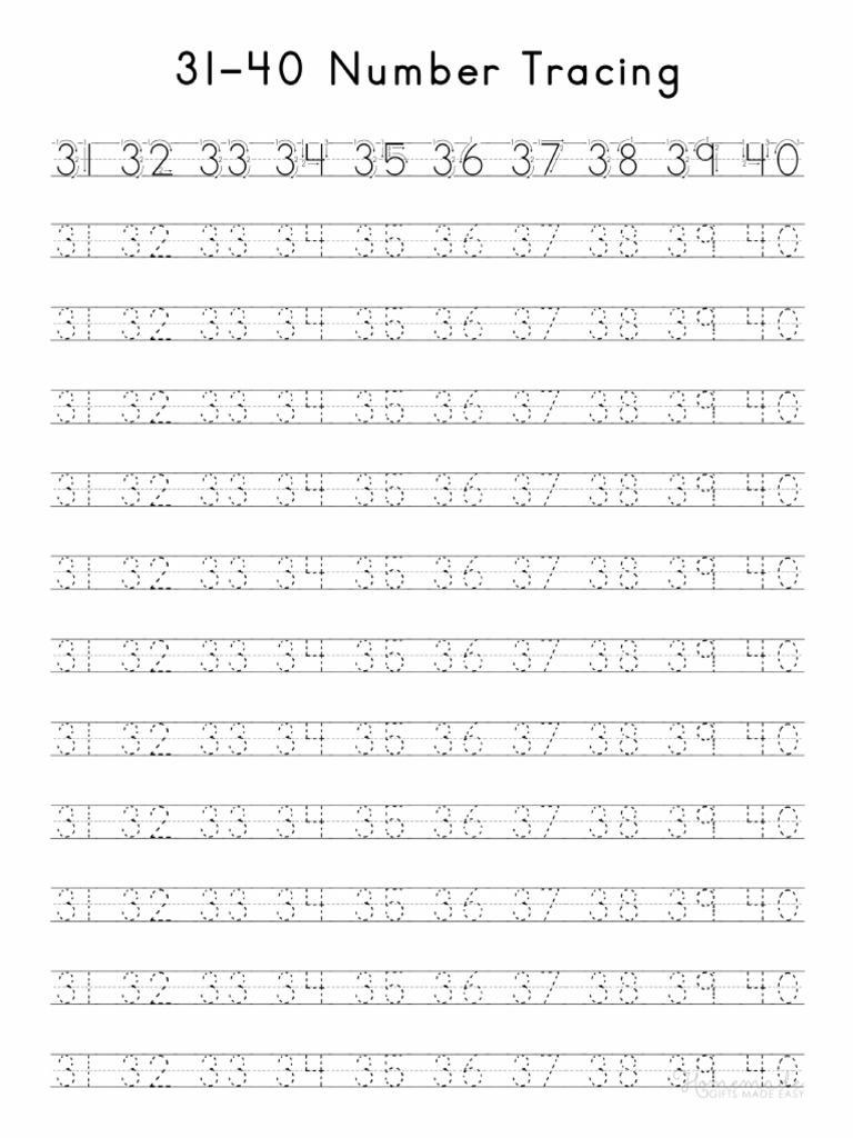 Number Tracing Worksheets 31 40 | PDF