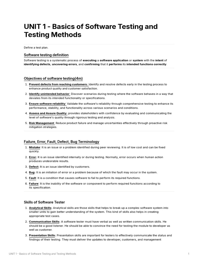 Unit 1 Basics Of Software Testing And Testing Methods Pdf Software Testing Formal