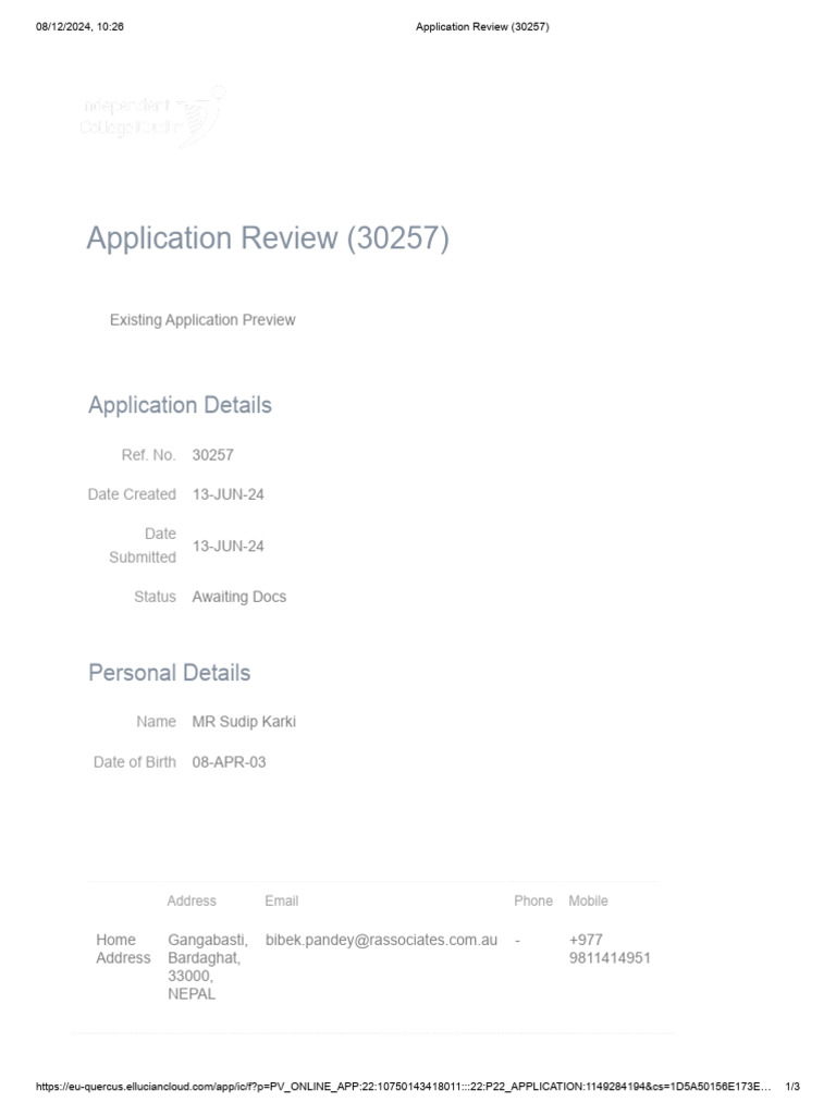 Application Review (30257) | PDF | Government And Personhood