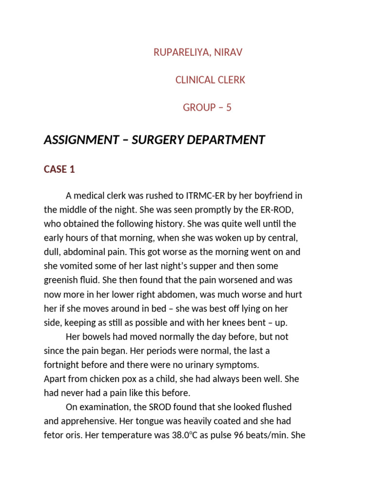 Nirav - Surgery Assignment | PDF | Colorectal Cancer | Colonoscopy
