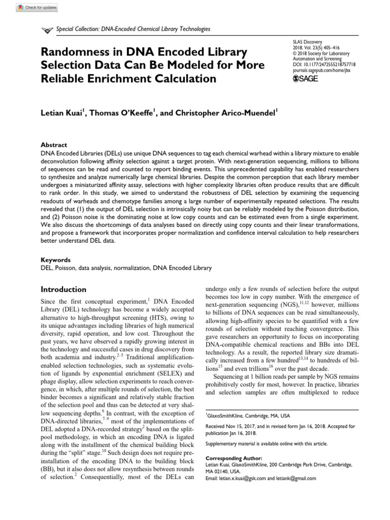 Randomness in DNA Encoded Library Selection Data (2018) | PDF | Dna ...