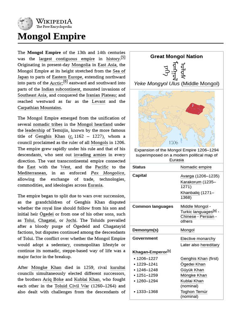 Mongol_Empire | PDF | Mongol Empire | Genghis Khan