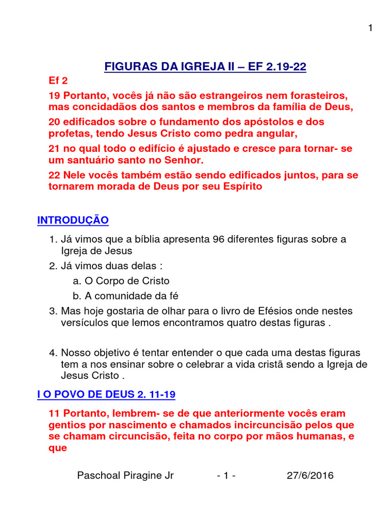 Figuras Da Igreja II Ef 2 - 19 22 | PDF | Igreja cristã | Jesus