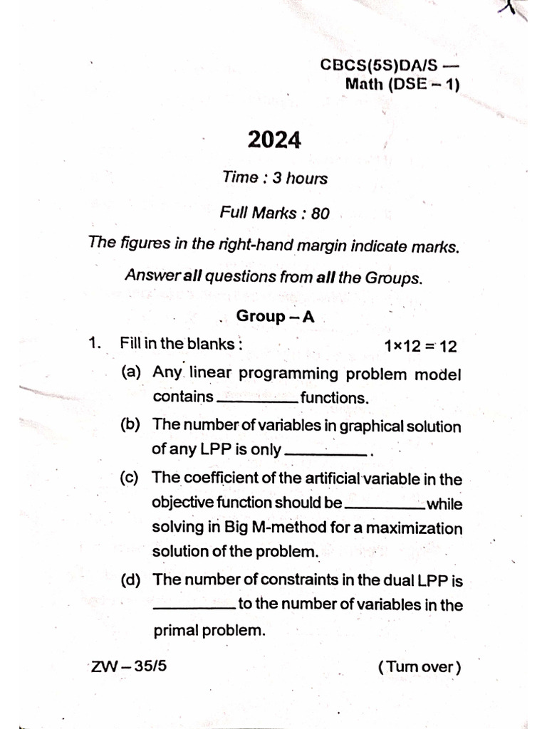 DSE-1 - Linear Programming | PDF