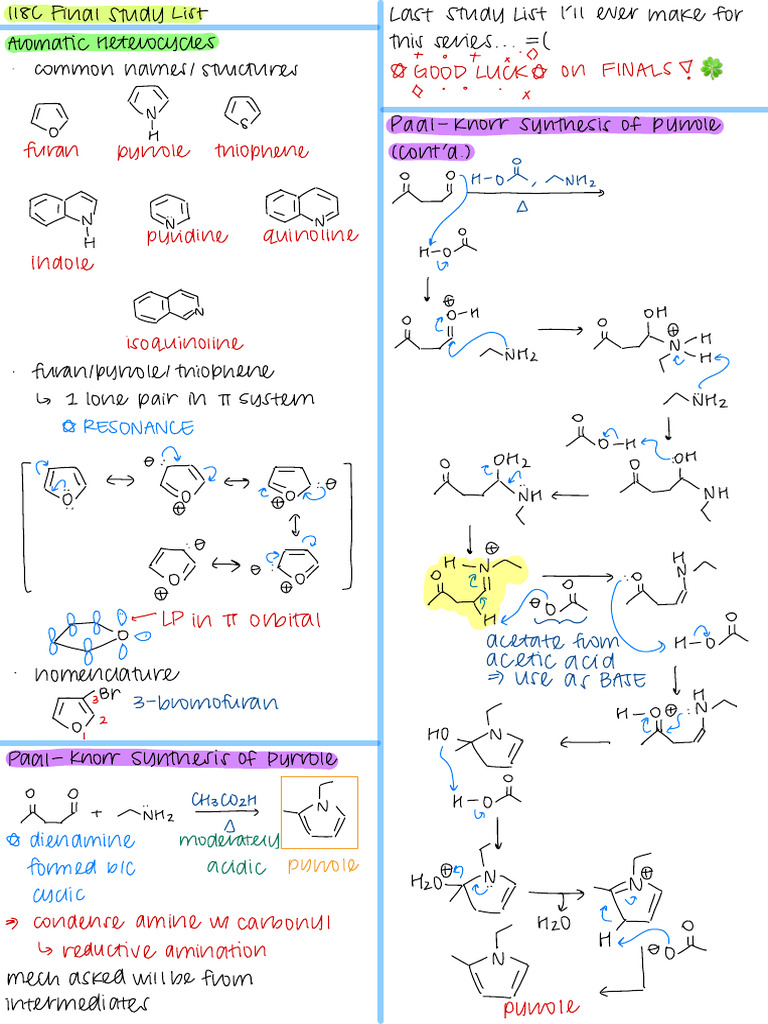 118C Final Study List | PDF | Unit Processes | Organic Chemistry