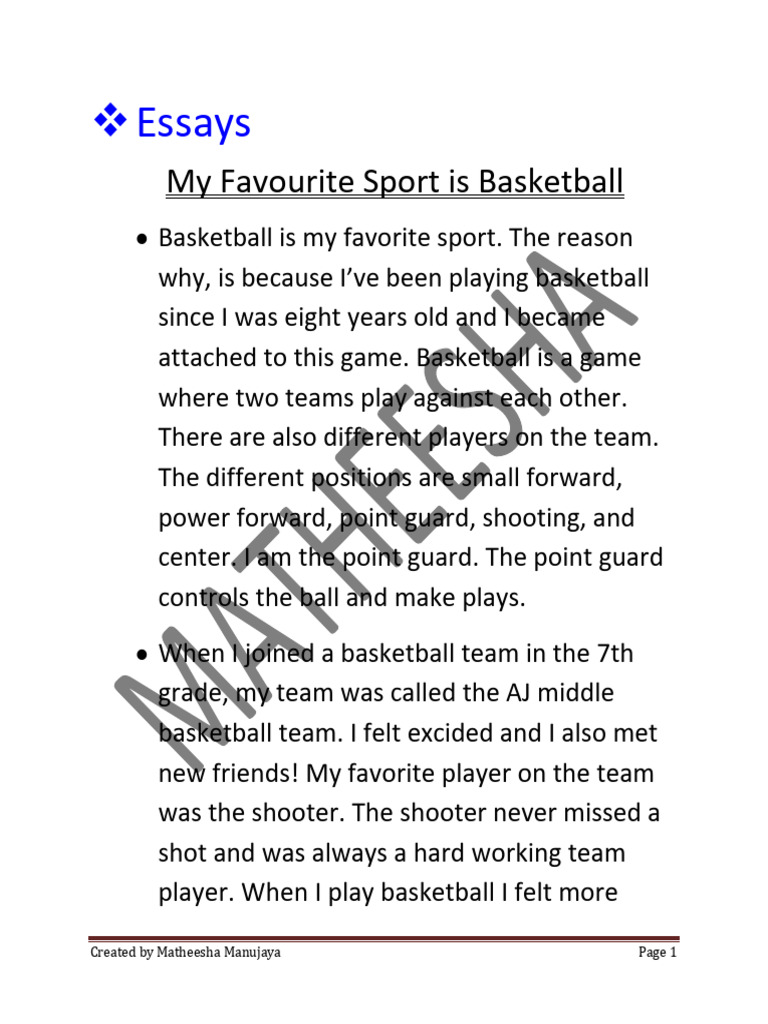 My Favourite Sport | PDF