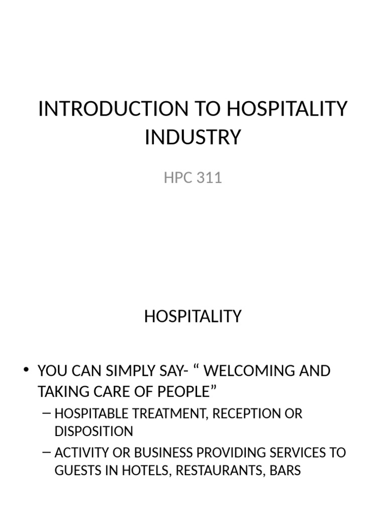 Introduction To Hospitality Industry | PDF | Franchising | Menu