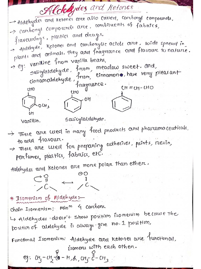 Aldehyde & Ketone Neet Tetra KN Sir Notes | PDF