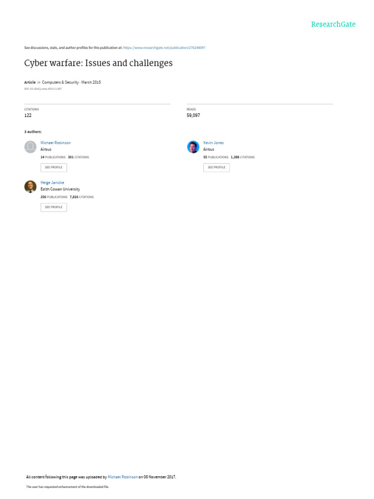 Cyberwarfare Prepint | PDF | Cyberwarfare | Security