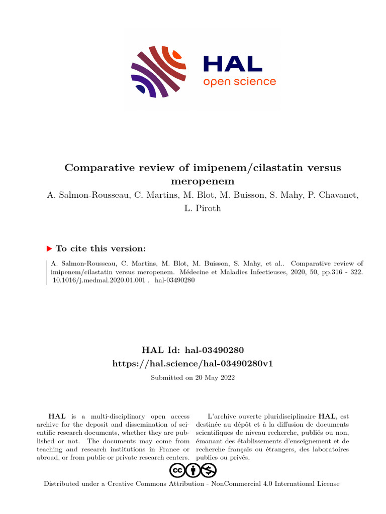 Comparative Review of Imipenem Vs Meropenem | PDF | Clinical Medicine ...