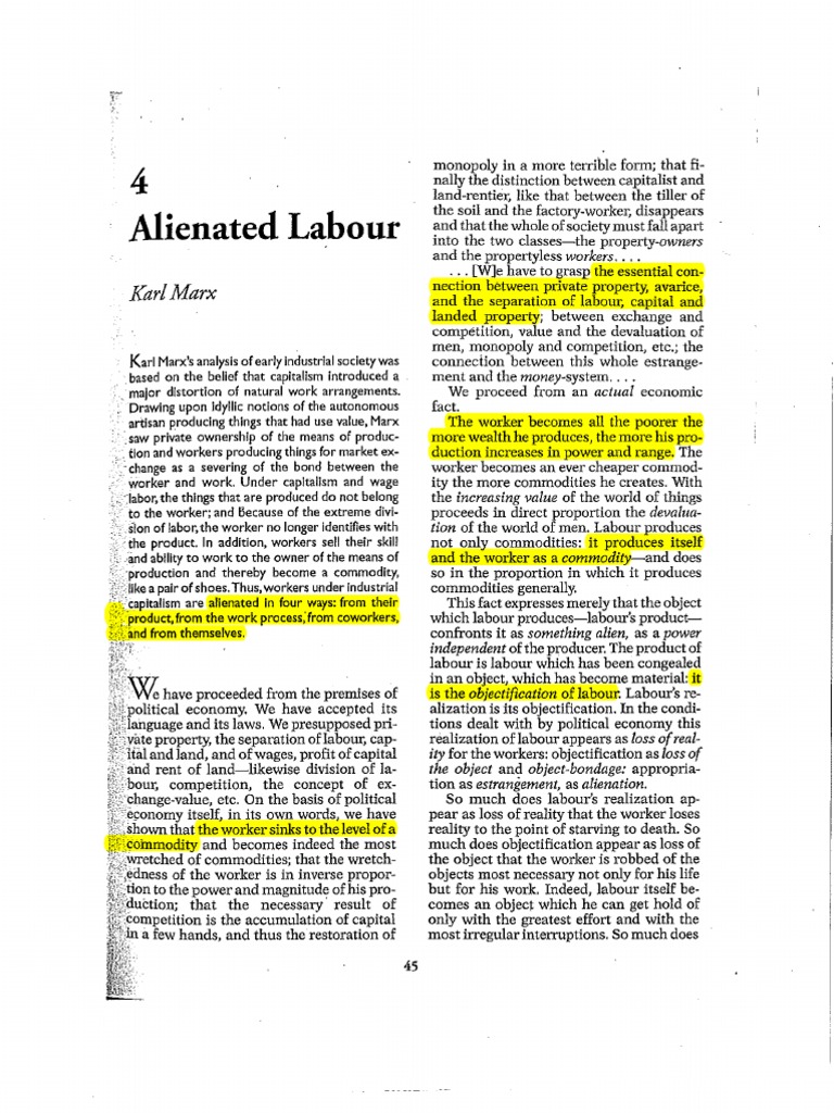 Marx Alienated Labor | PDF | Marx's Theory Of Alienation | Social ...