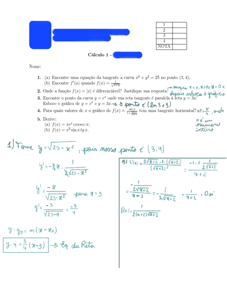 Exercícios de Cálculo 1 - UFAL | PDF