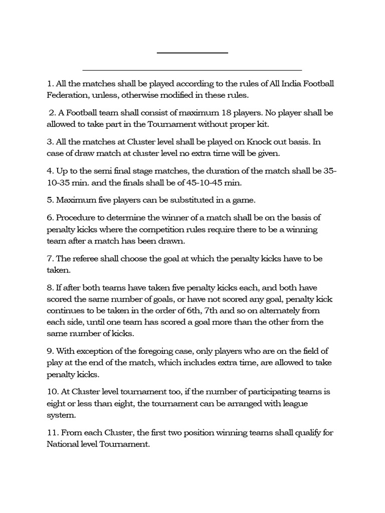 Rules and Regulations Football | PDF | Association Football | Tournament