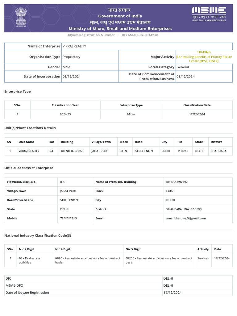 Udyam Zero Cost Registration for MSME | PDF