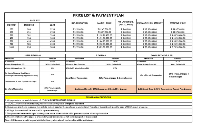 Revise Plot Price List new1 | PDF | Private Law | Business Law