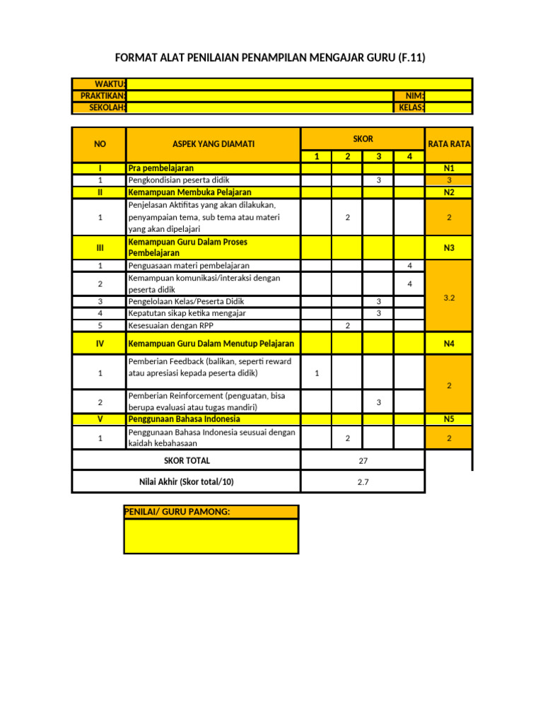 FORM PENILAIAN RPP & MENGAJAR PPLSP 2021-dikonversi-dikonversi | PDF