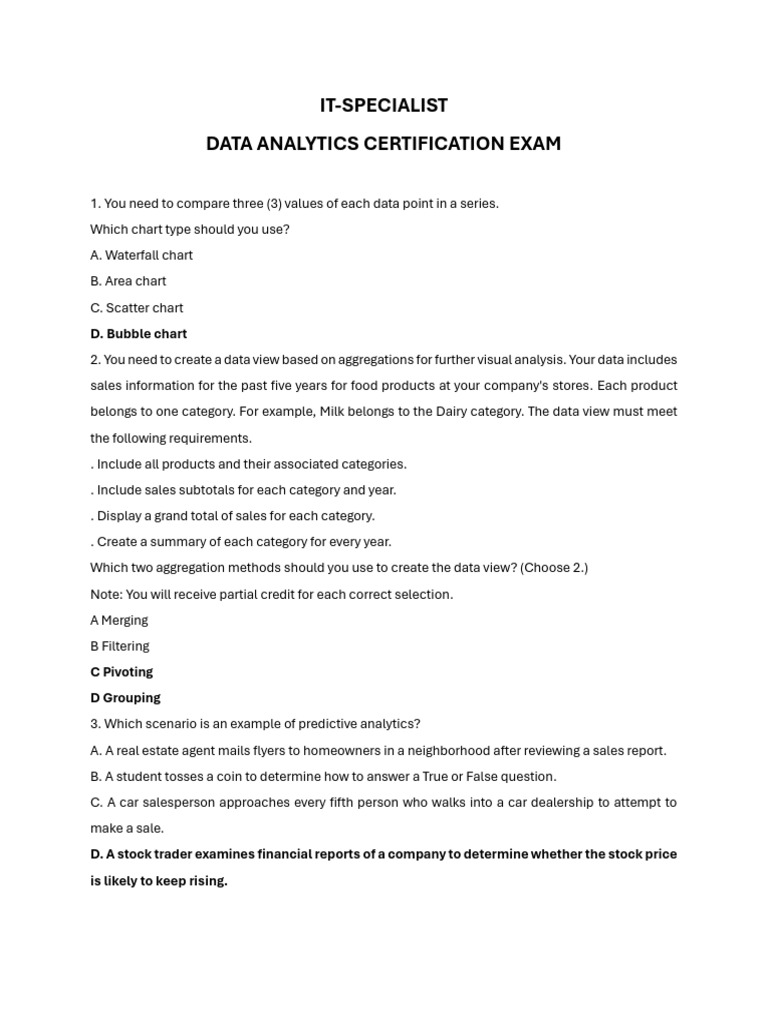Soal Latihan IT Specialist Data Analytics | PDF | Statistics | Machine Learning