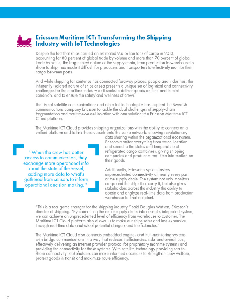 Ericsson Maritime ICT: IoT in Shipping | PDF | Supply Chain | Internet ...