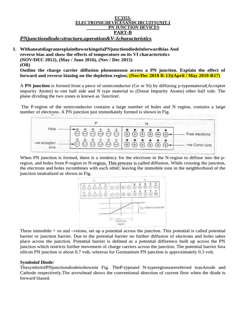 EDC Notes | PDF | P–N Junction | Rectifier