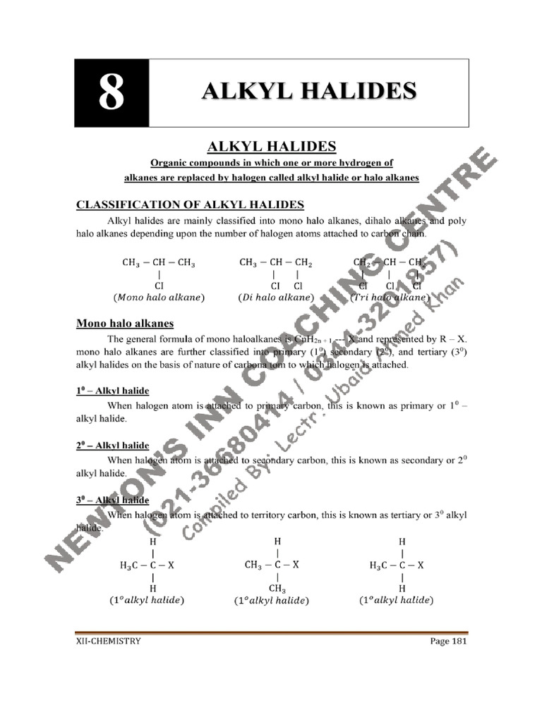 Chap # 08 (Alkyl Halides) XII Chemistry | PDF