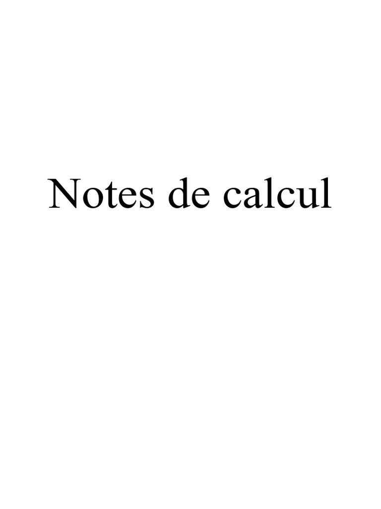 Notes de Calcul | PDF