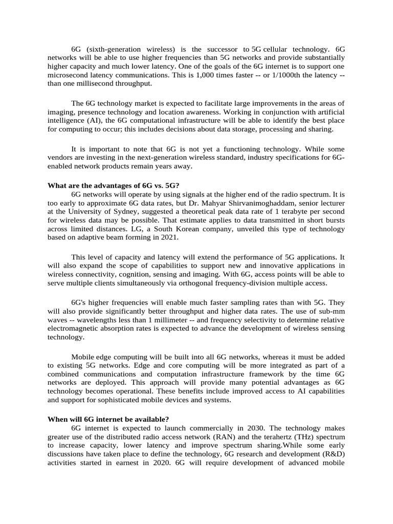 6G assignment | PDF | Terahertz Radiation | Security