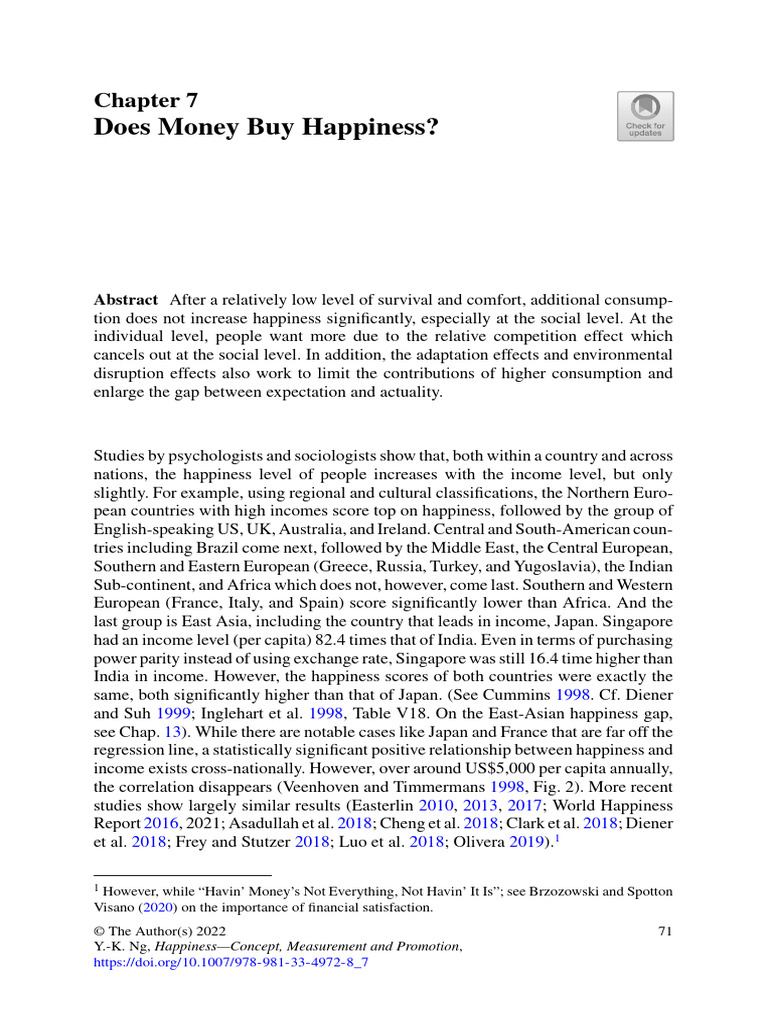 Does Money Buy Happiness | PDF | Consumption (Economics) | Happiness