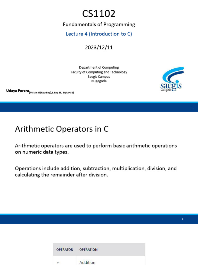 Fundamentals of Programming Lec-4.Pptx (1) | PDF | Computer Science | Computing