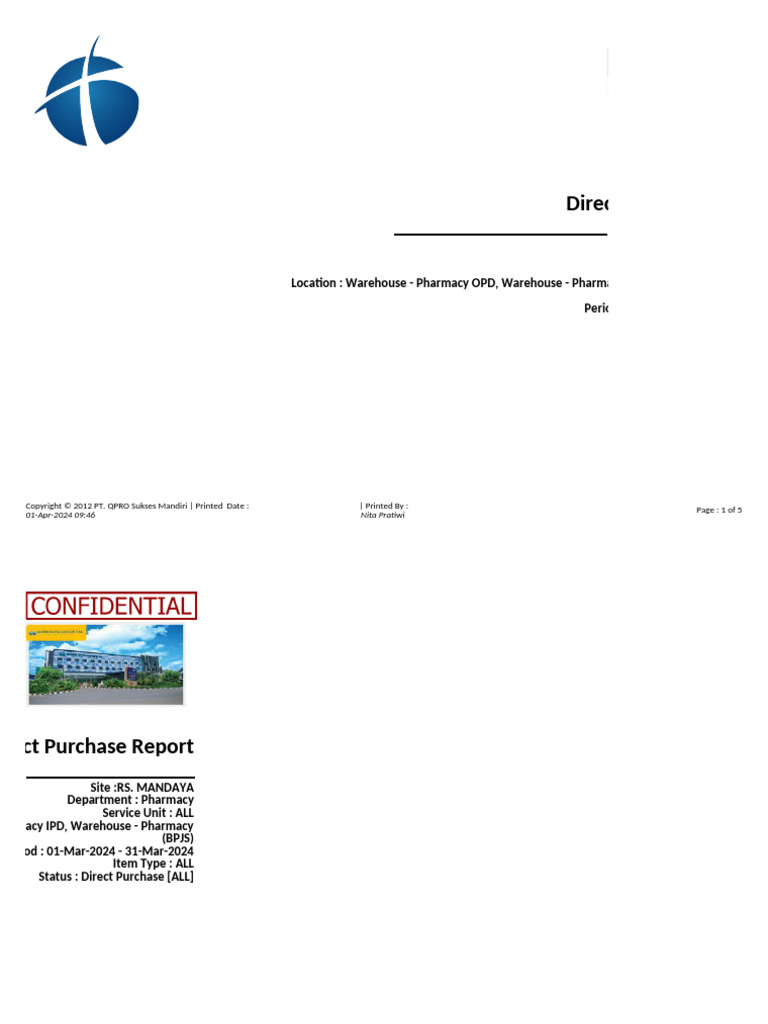 Direct Purchase Report Maret 2024 | PDF | Pharmacy | Pharmaceutical ...