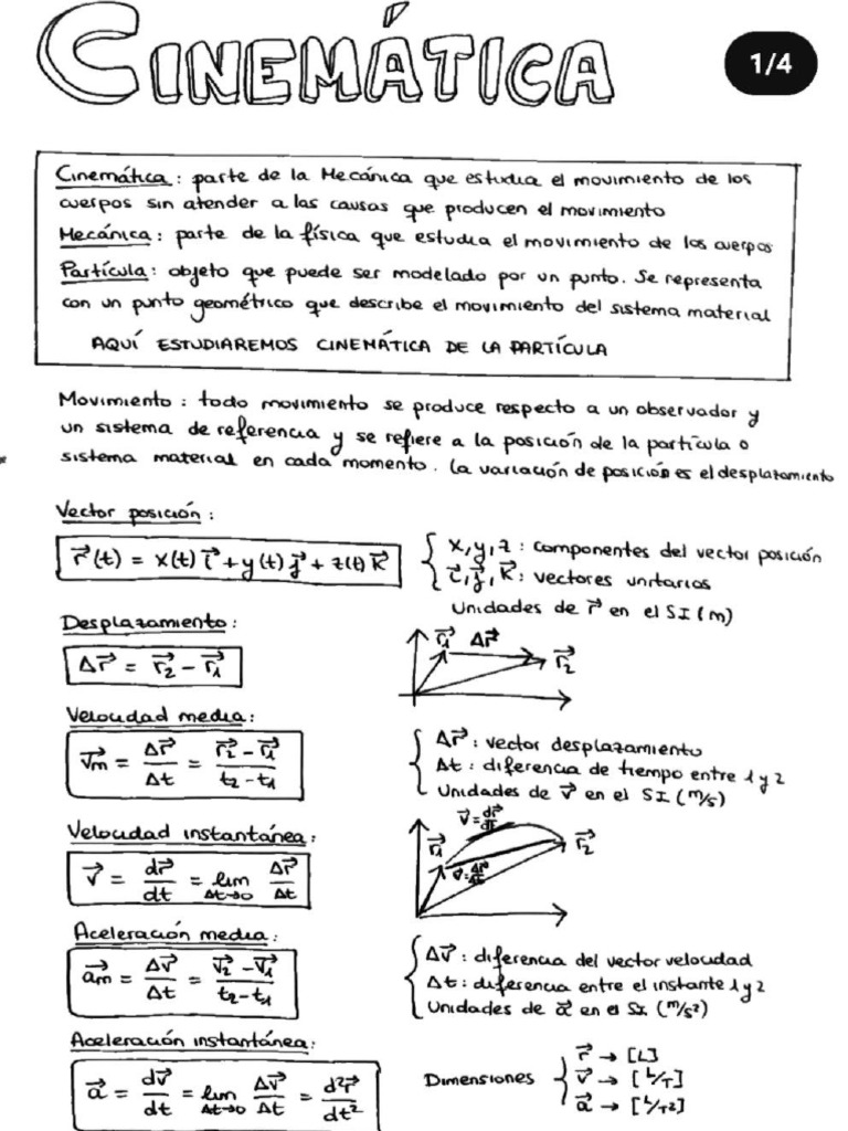 Formulario Cinemática | PDF