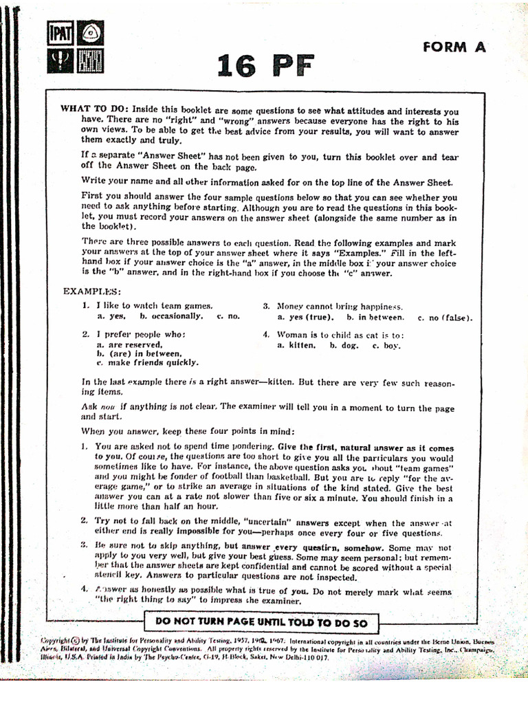 16PF questionnaire | PDF