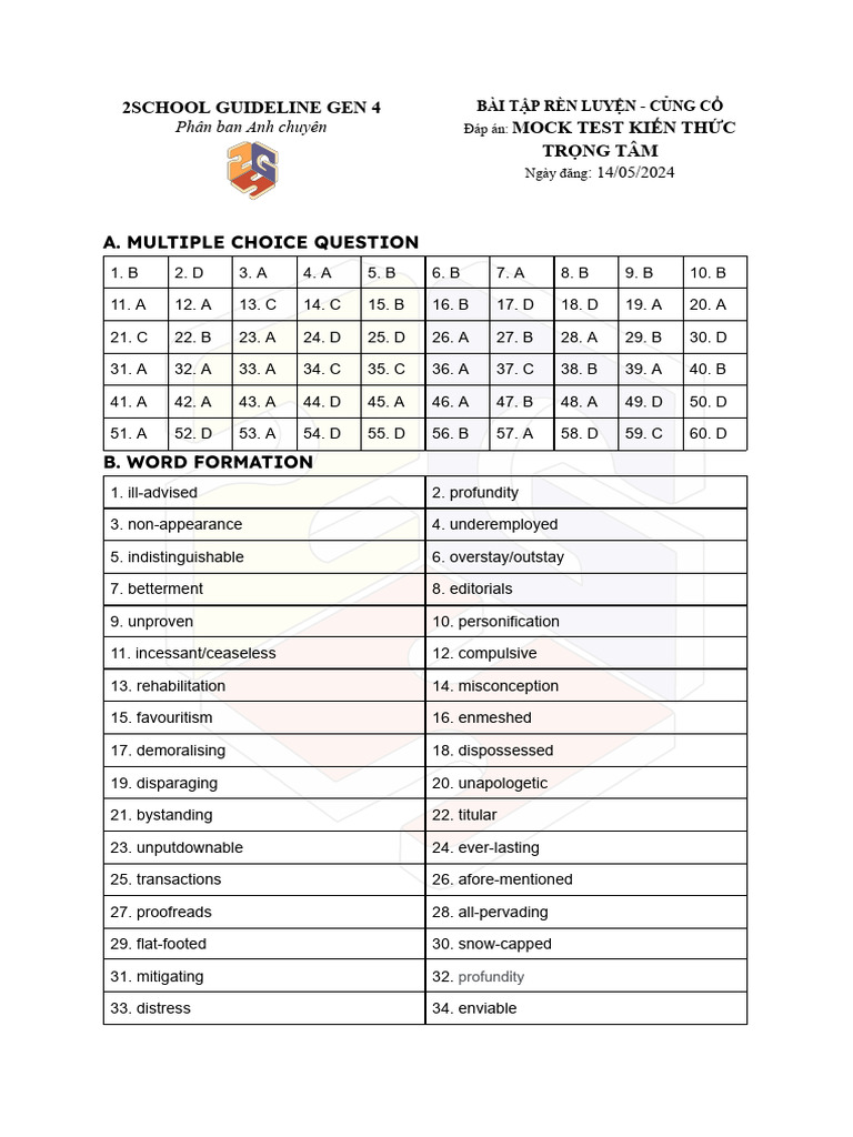 English Practice Test Answers Guide | PDF