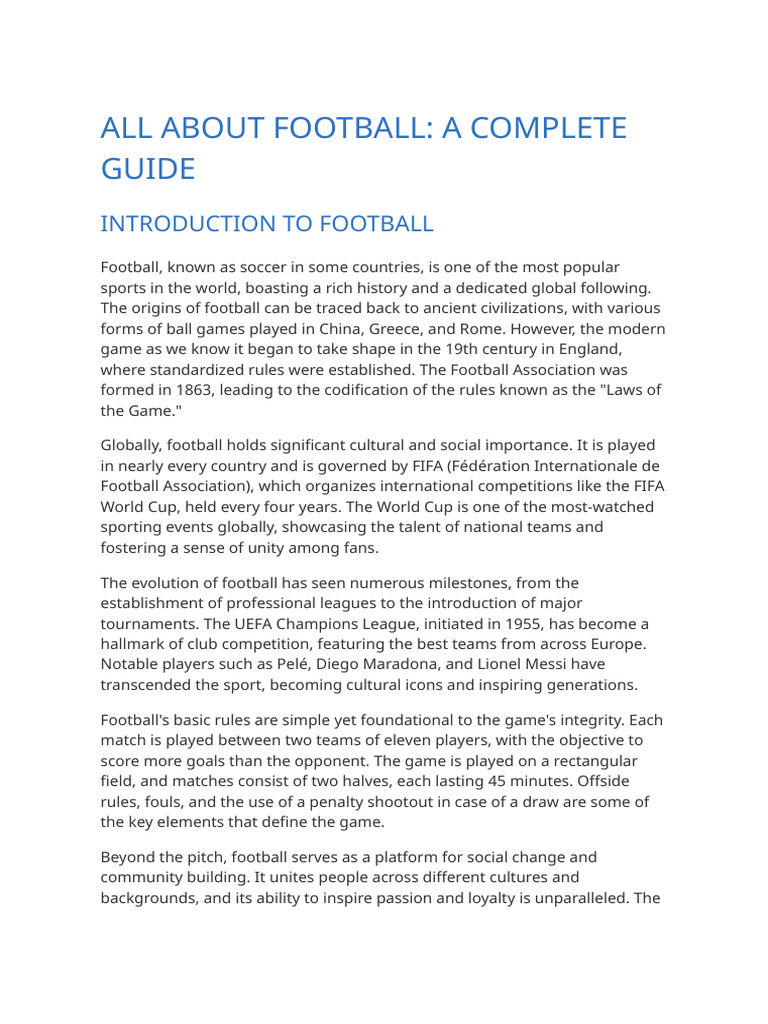 Comprehensive Football Guide | PDF | Association Football | Defender ...